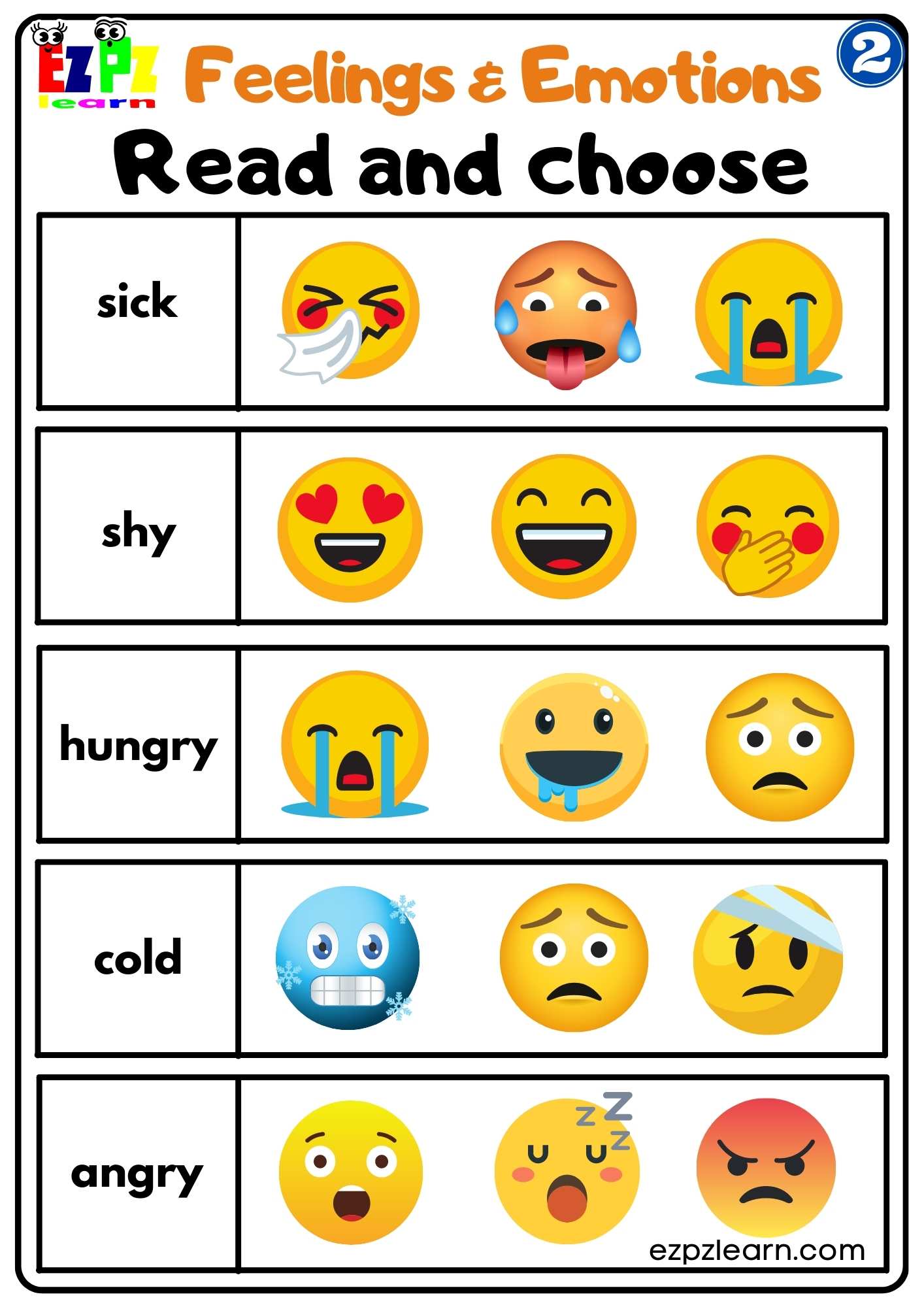 Group 2 Feelings and Emotions Read and Choose Worksheet for Children ... Group 2 Feelings and Emotions Read and Choose Worksheet for Children ...
